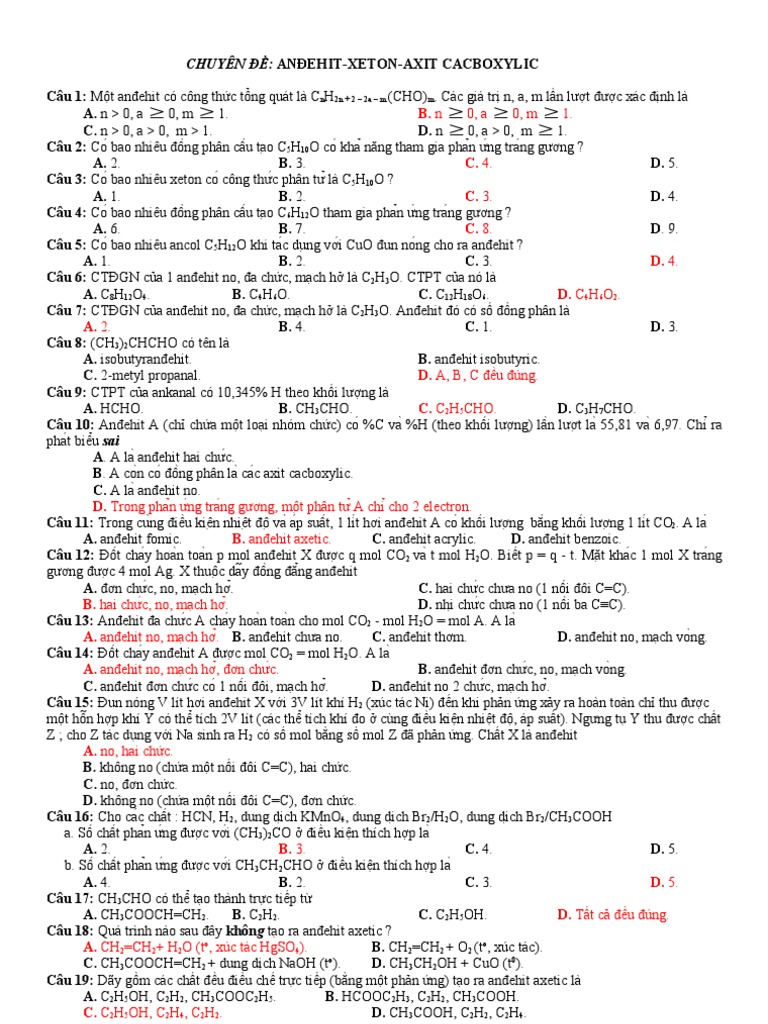 Andehit Xeton Axit DA | PDF