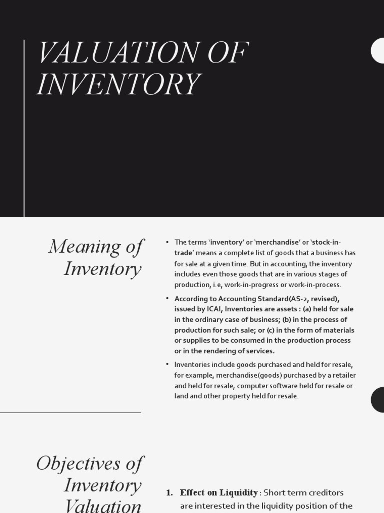 Understanding Inventory Valuation: Objectives, Systems, and Methods ...