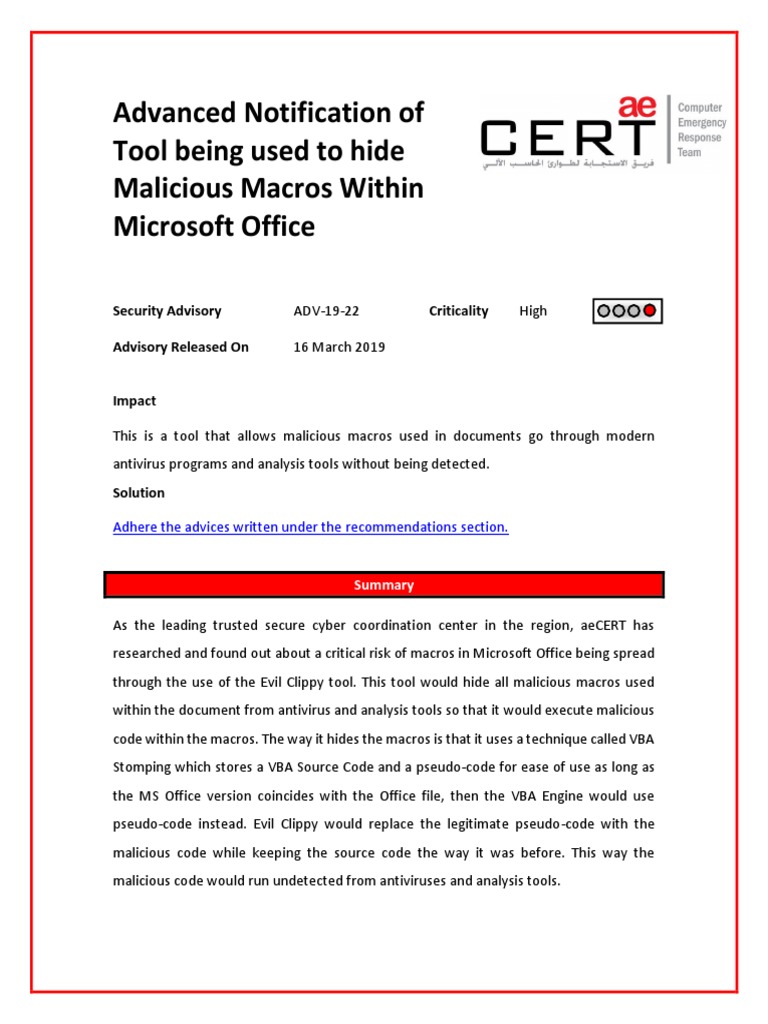 ADV-19-22-Advanced Notification of Tool Being Used To Hide Malicious ...