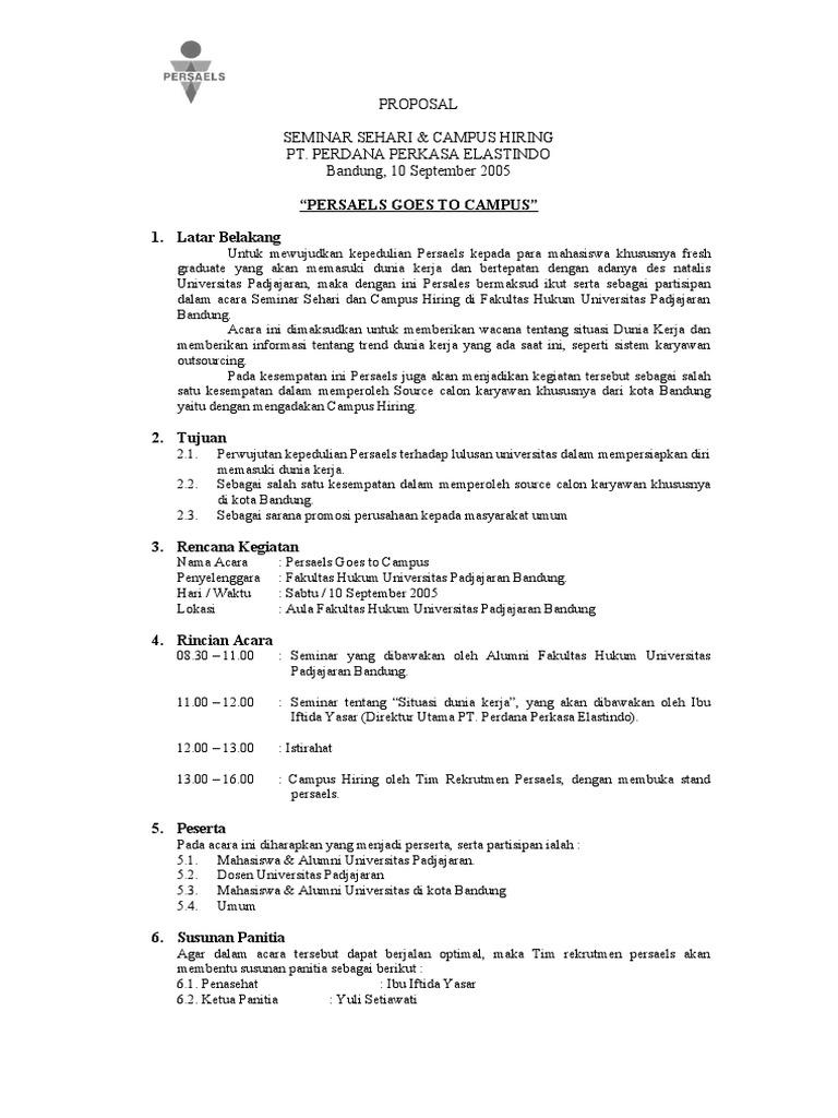 PERSAELS GOES TO CAMPUS (Proposal) | PDF