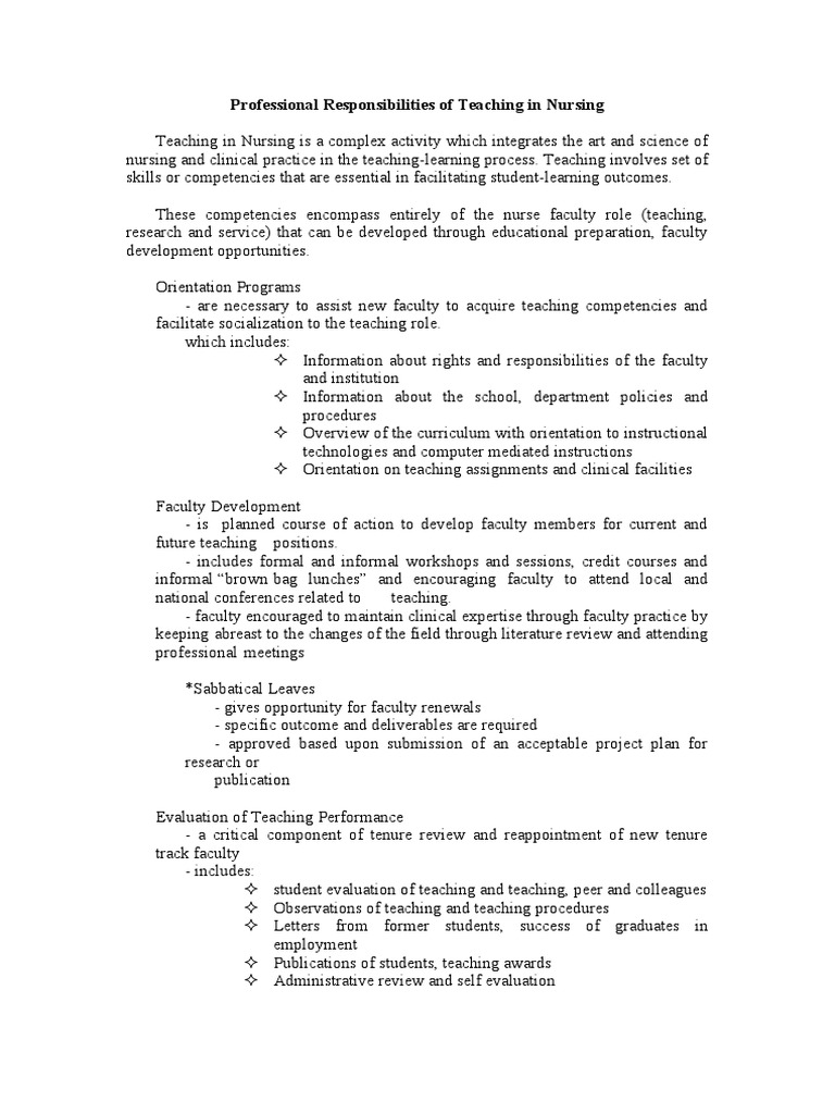 Unit 1 Professional Responsibilities of Teaching | PDF | Learning ...