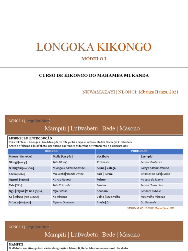 Aula 1 - O Alfabeto Kikongo | PDF | Comunicação humana | Linguística