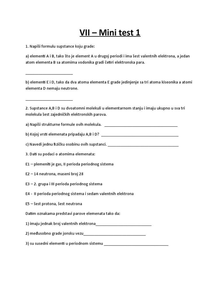 VII Mini Test 1 | PDF