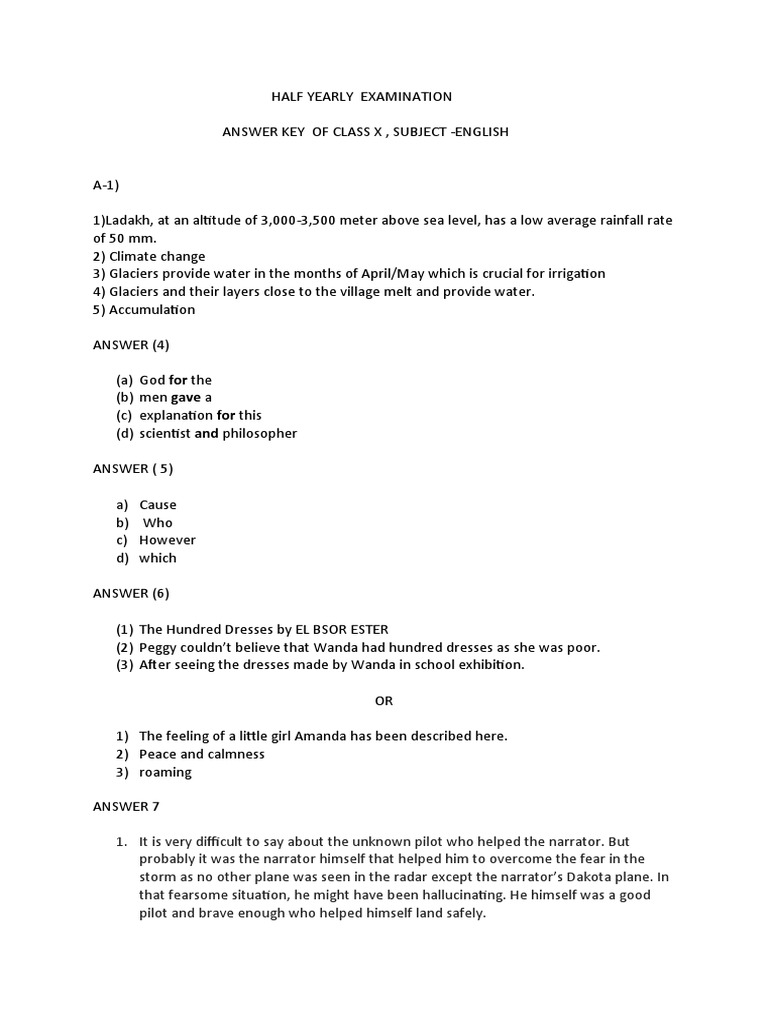 Answer Key - Class 10th Question Paper English PT 2 | PDF | Breads