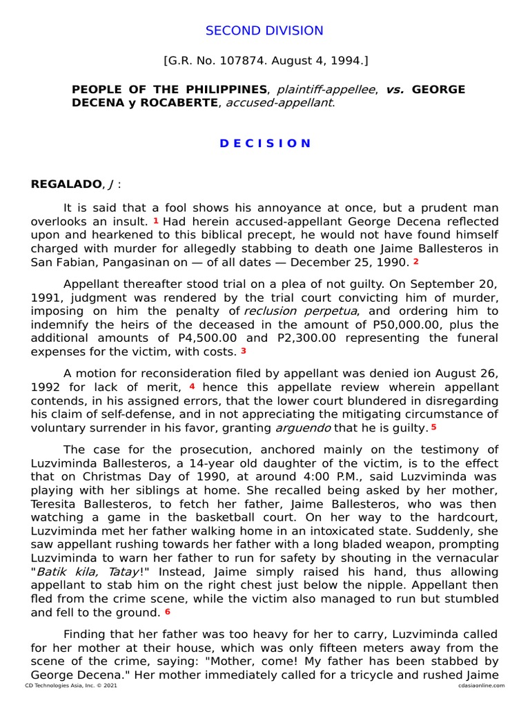 People v. Decena | PDF | Burden Of Proof (Law) | Witness