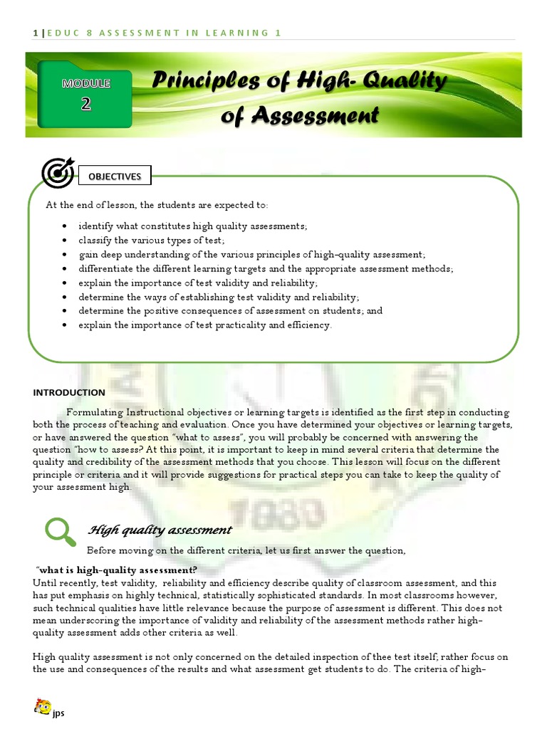Template MODULE 2 | PDF | Educational Assessment | Validity (Statistics)