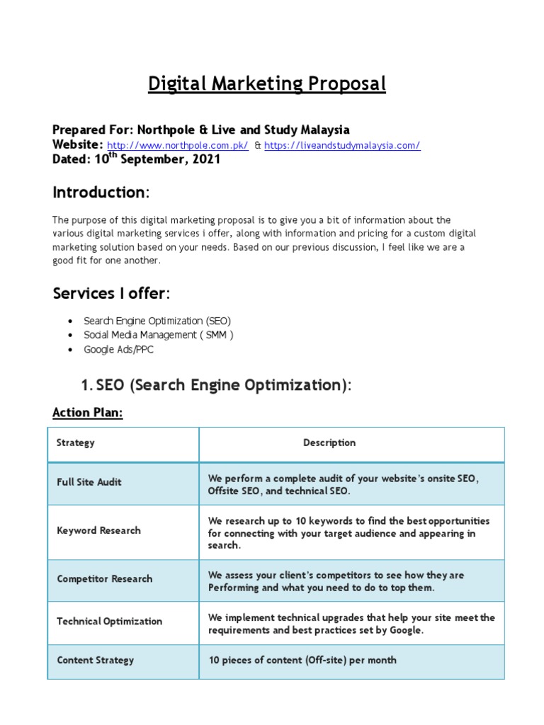 Digital Marketing Proposal - Northpole & Live and Study Malaysia | PDF ...