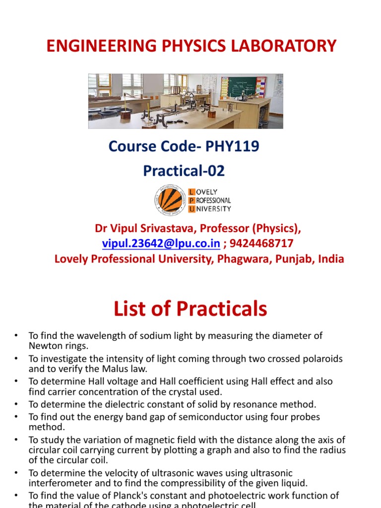 Engineering Physics Laboratory: Course Code-PHY119 Practical-02 | PDF ...