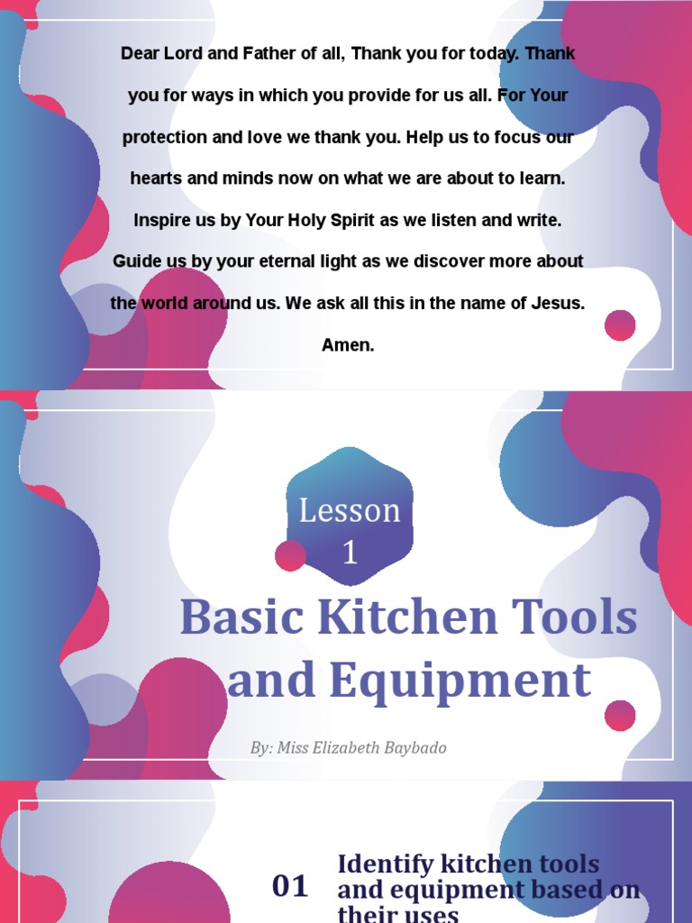 G8 Lesson 1-Basic Kitchen Tools and Equipment | PDF | Cooking | Food ...