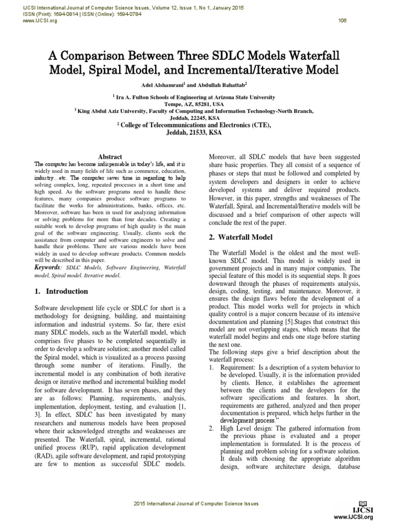 A Comparison Between Three SDLC Models W | PDF | Software Development ...