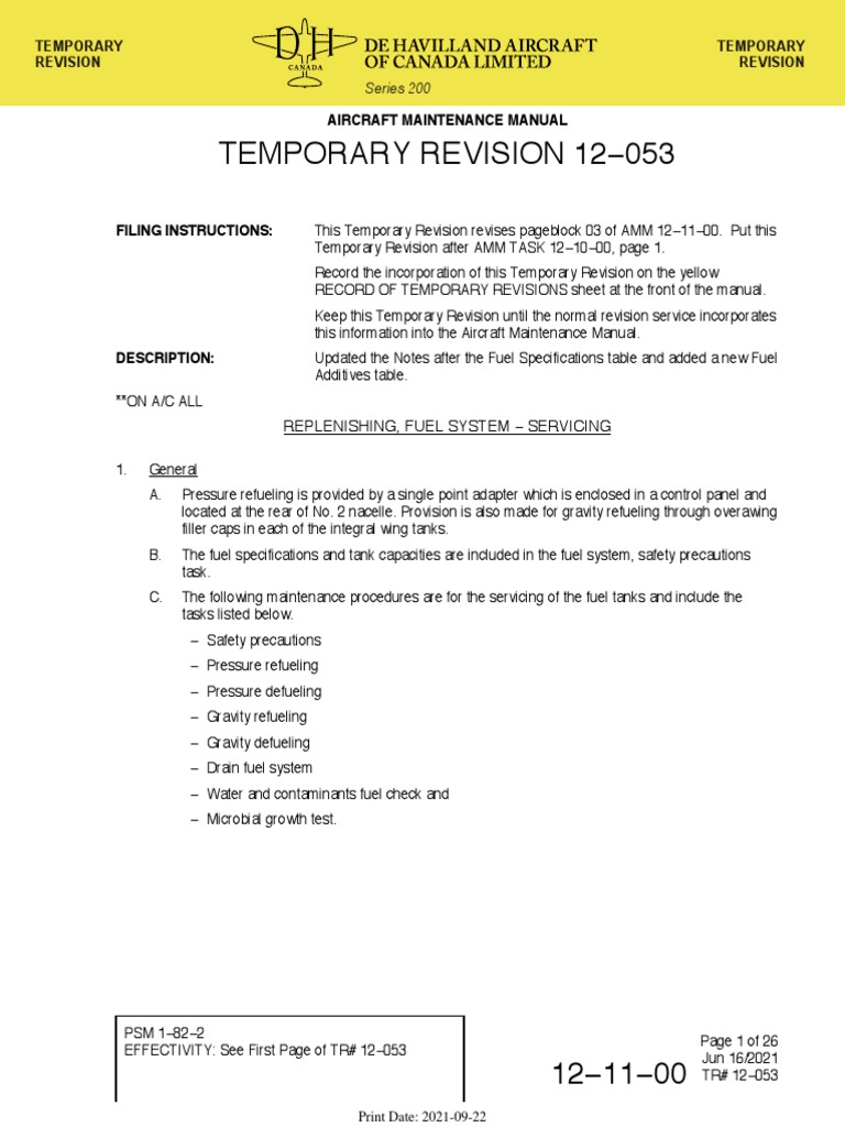 Temporary Revision 12 053: Aircraft Maintenance Manual | PDF | Aerial ...
