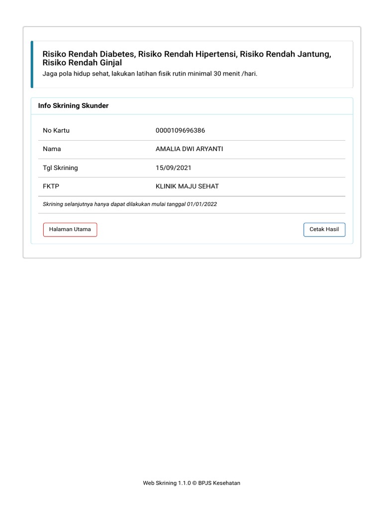 Web Skrining BPJS Kesehatan | PDF
