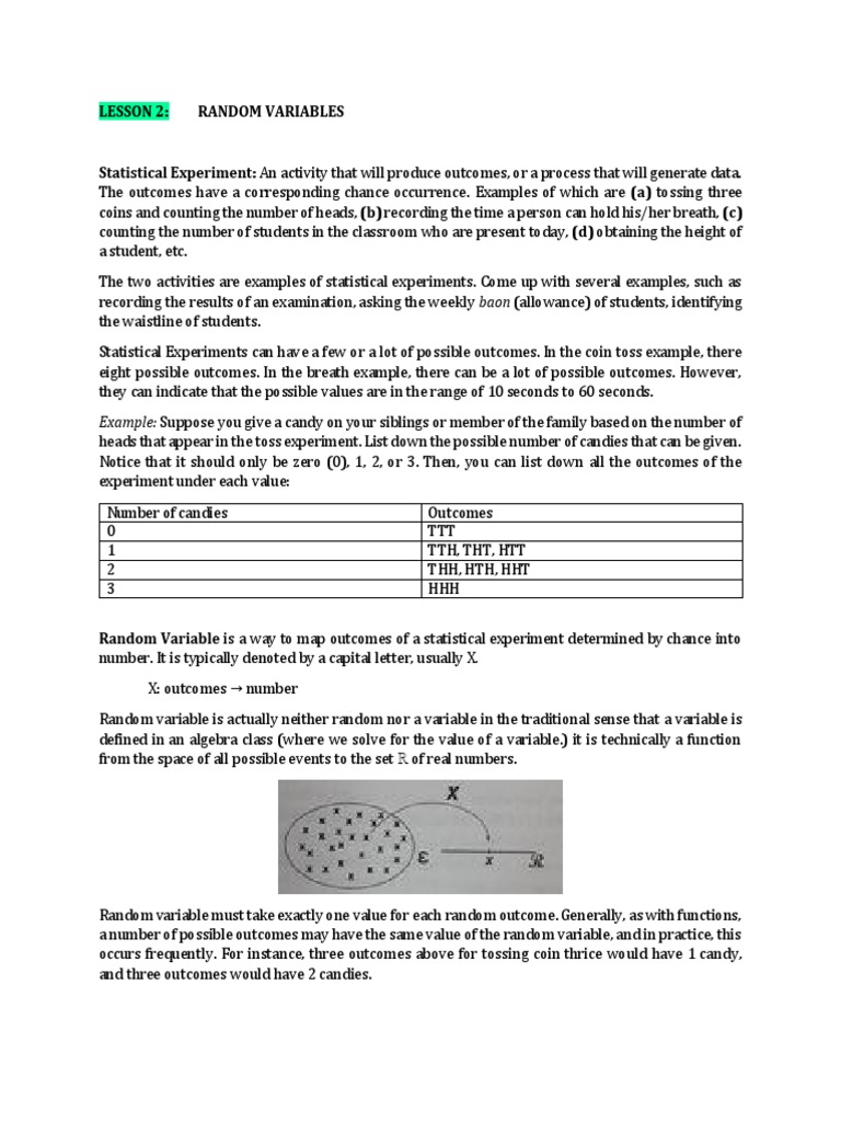 Lesson 2 | PDF | Odds | Random Variable