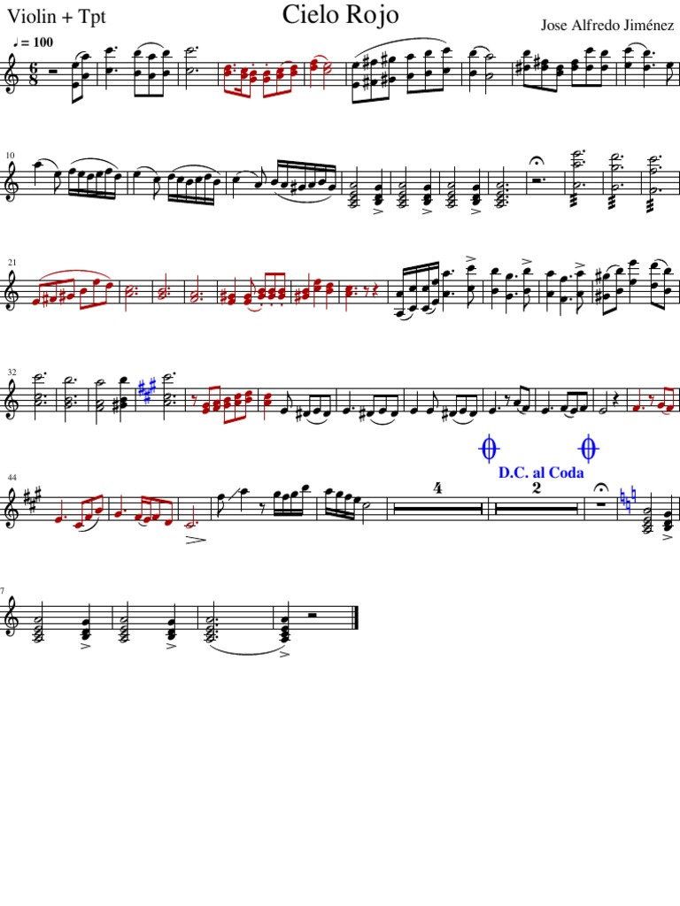 Cielo Rojo - Am - Violin + Tpt2 | PDF