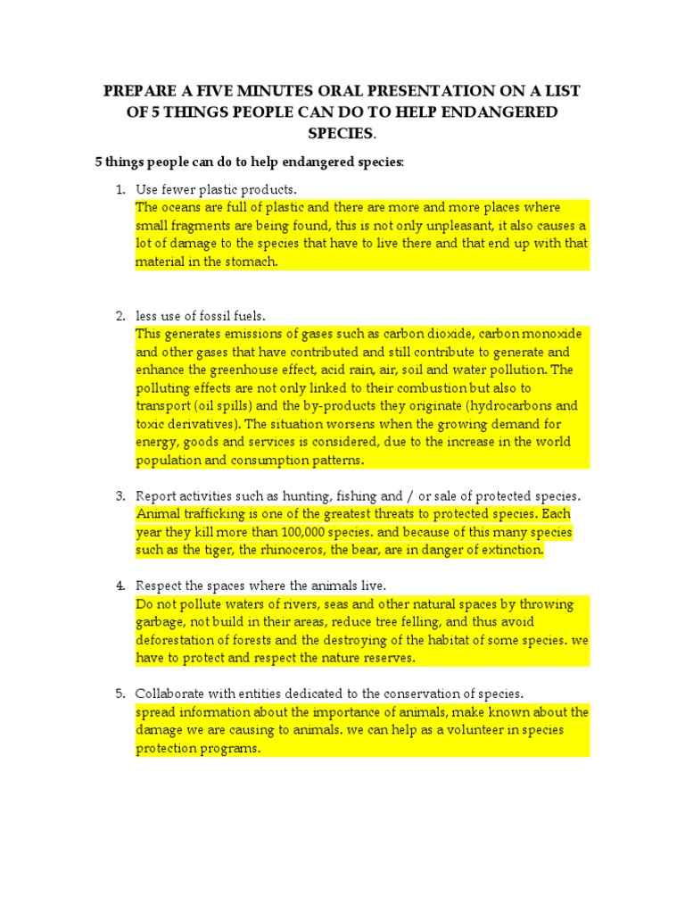 5 Ways to Help Endangered Species | PDF | Home & Garden