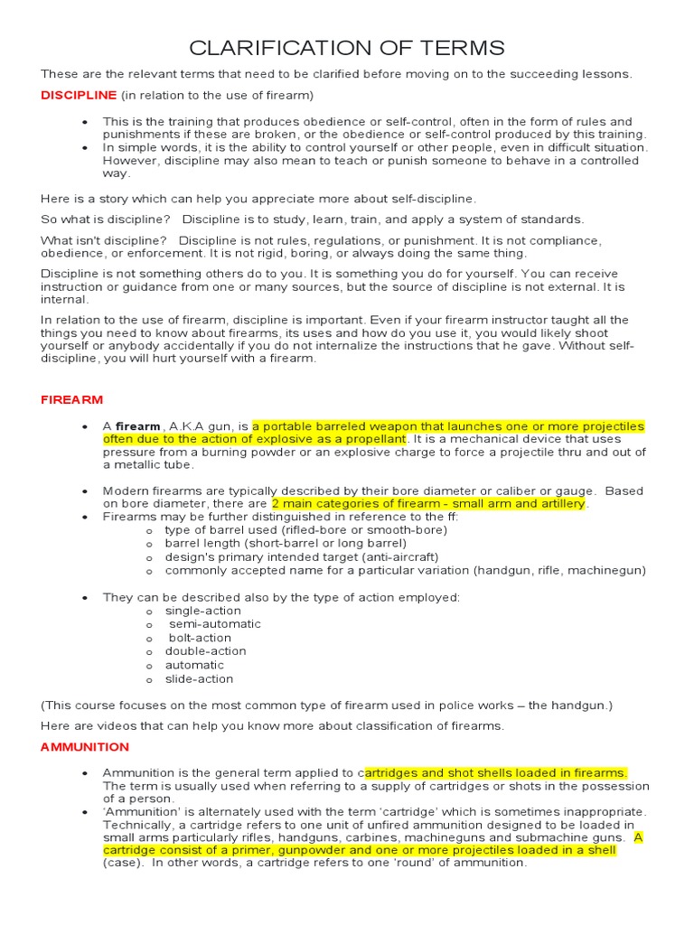 Clarification of Terms | PDF | Firearms | Cartridge (Firearms)