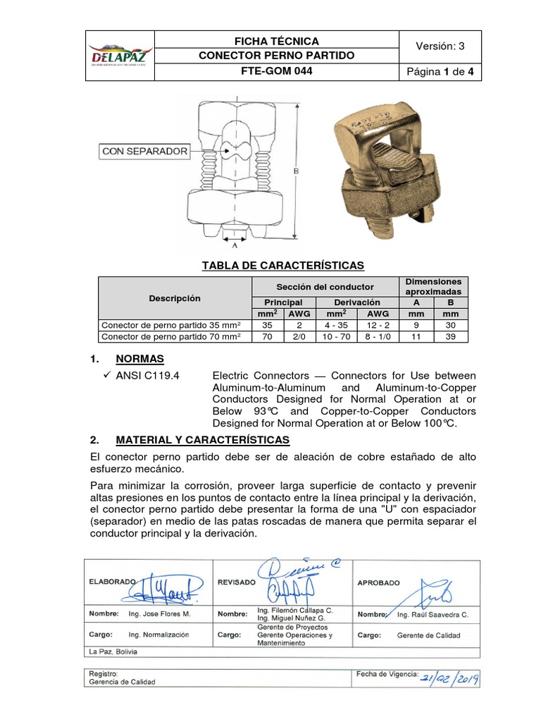 Conector Perno Partido | PDF | Tornillo | Materiales