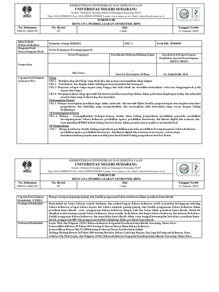 RPS MKU Bahasa Indonesia | PDF