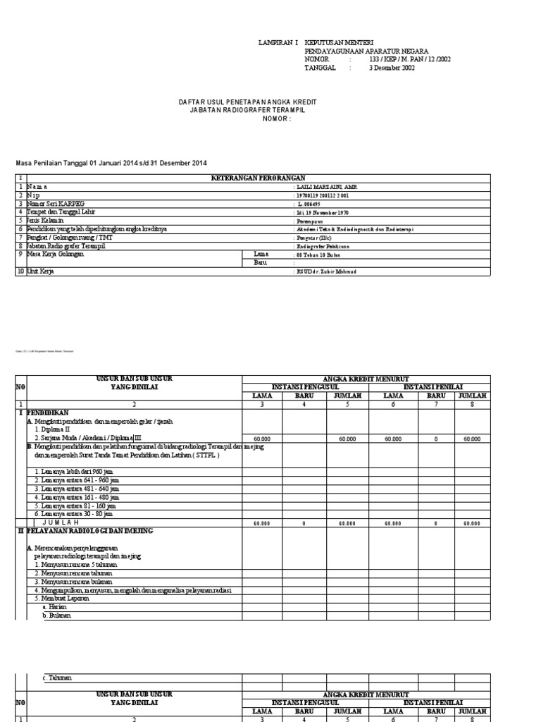 LKH Jabatan Radiografer | PDF