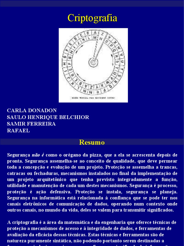 Criptografia | PDF | Criptografia | Criptografia de chave pública