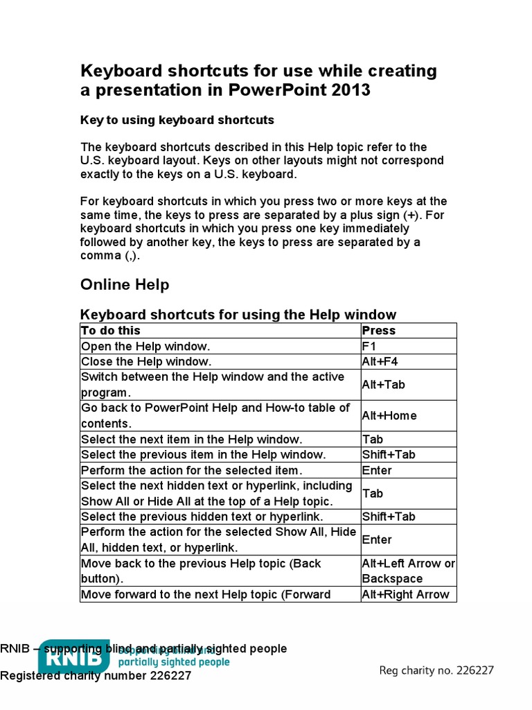 Keyboard Shortcuts For Use While Creating A Presentation in Powerpoint ...