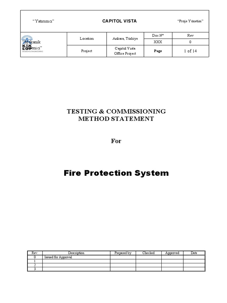 Fire Protection System: Testing & Commissioning Method Statement | PDF ...
