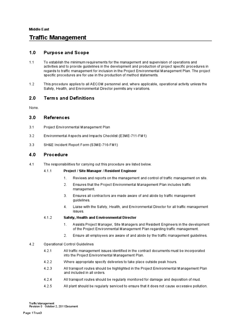 Traffic Management: 1.0 Purpose and Scope | PDF | Road | Traffic