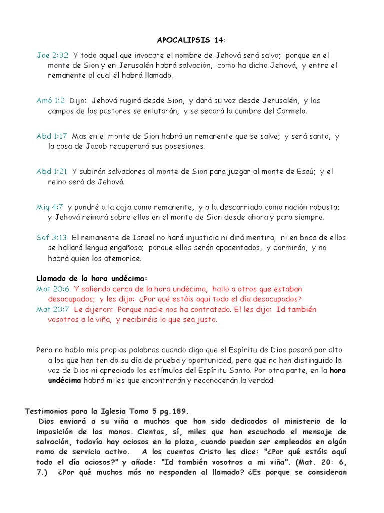 Apocalipsis 14 | PDF | Cristo (título) | Salvación