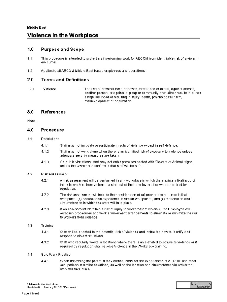 Violence in The Workplace | PDF | Violence | Risk