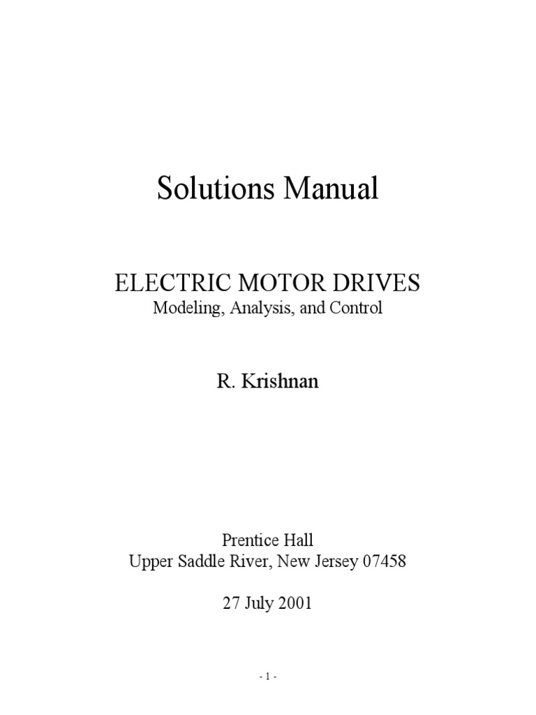 Solutions Manual: Electric Motor Drives | PDF | Laplace Transform ...