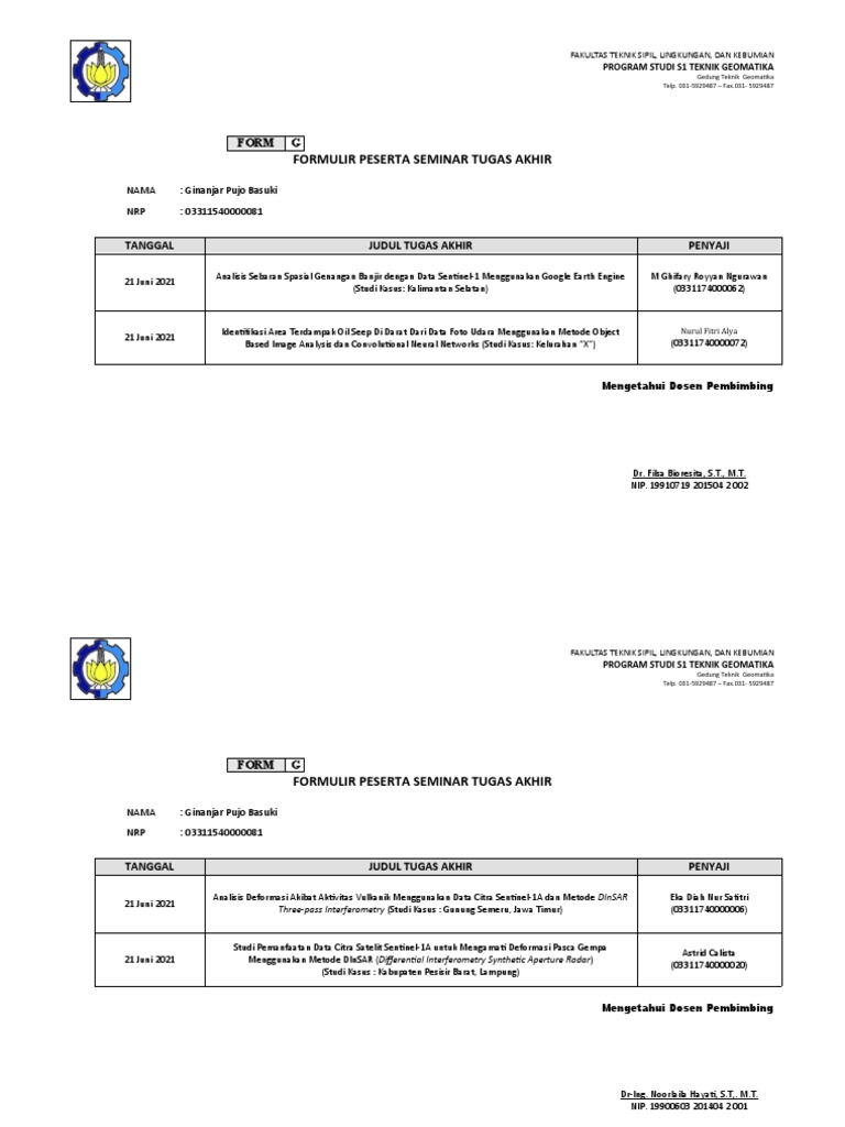 Ginanjar - 03311540000081 - Form G | PDF