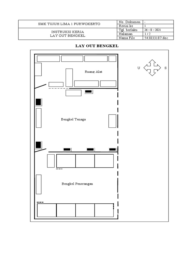 Denah Layout Bengkel SMK 7 Purwokerto | PDF