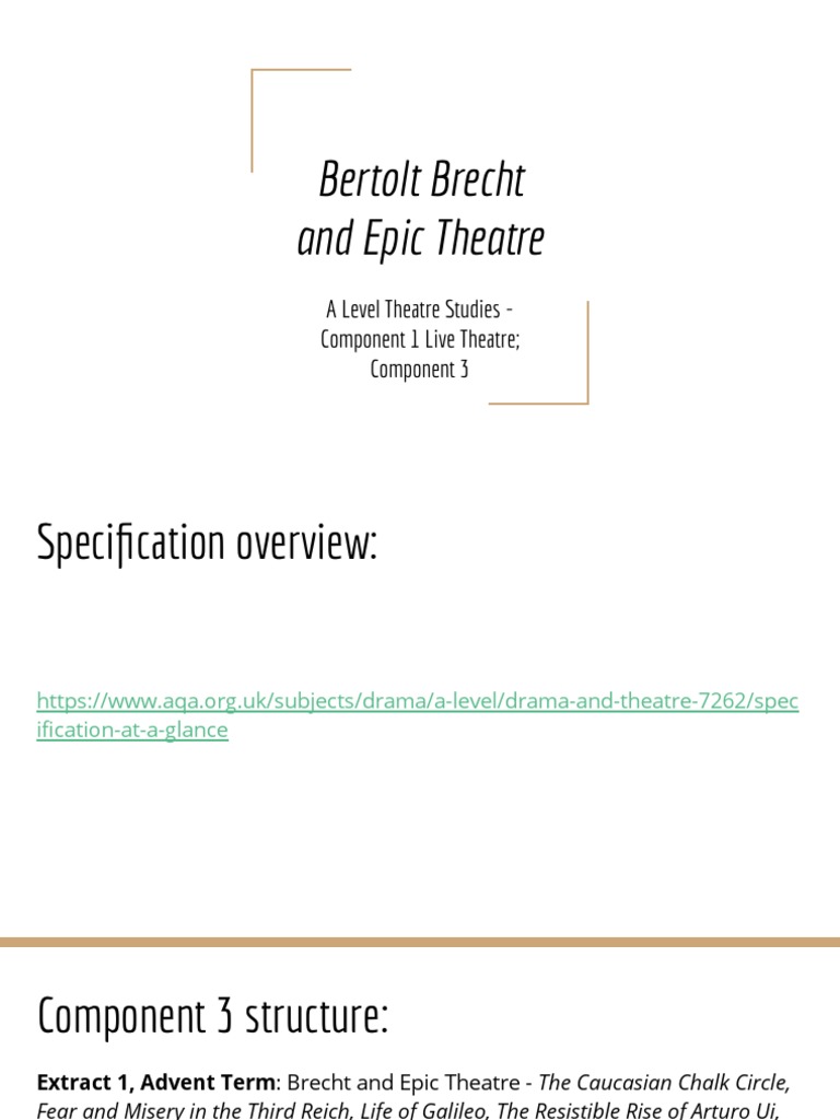 Brecht and Epic Theatre Guide | PDF | Performing Arts | Entertainment