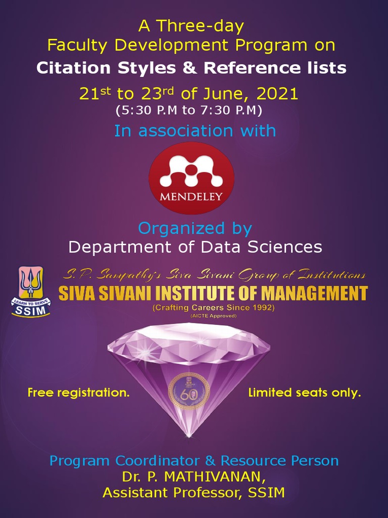 SSIM FDP Brochure Mendeley | PDF | Citation | Communication