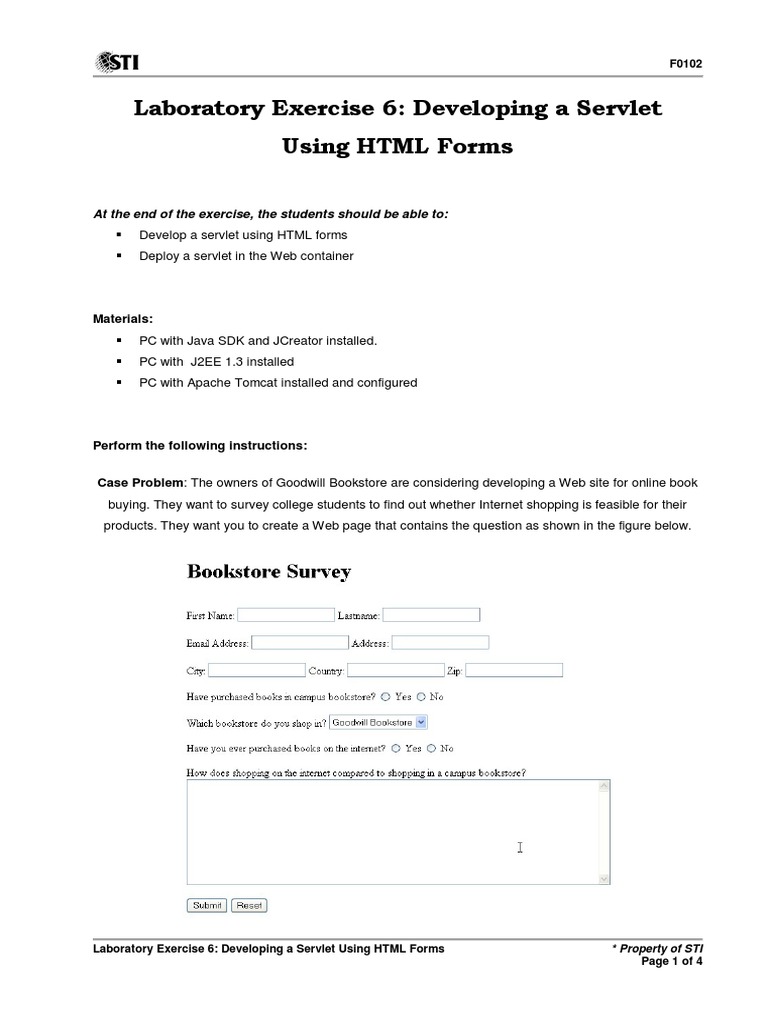 Lab 6 - Developing A Servlet Using HTML Forms | PDF | World Wide Web ... Lab 6 - Developing A Servlet Using HTML Forms | PDF | World Wide Web ...