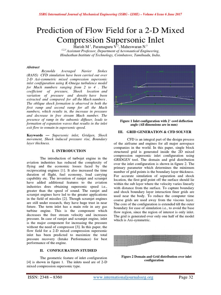 Prediction of Flow Field Parameters for a Two-Dimensional Mixed Compression Supersonic Inlet ...