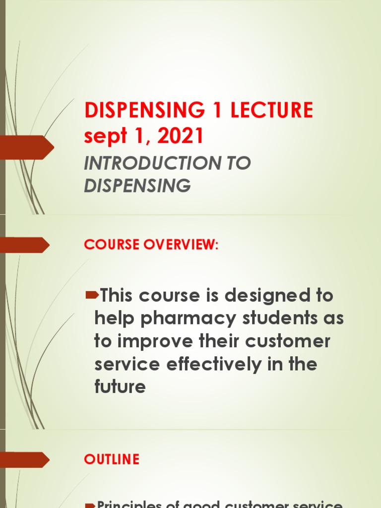 Dispensing 1 Lecture Sept 1, 2021 | PDF | Pharmacy | Communication
