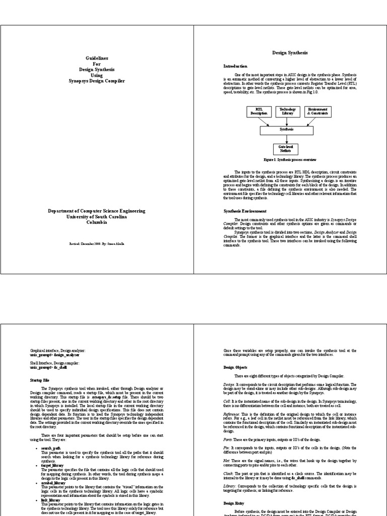 Guidelines For Design Synthesis Using Synopsys Design Compiler Design ...