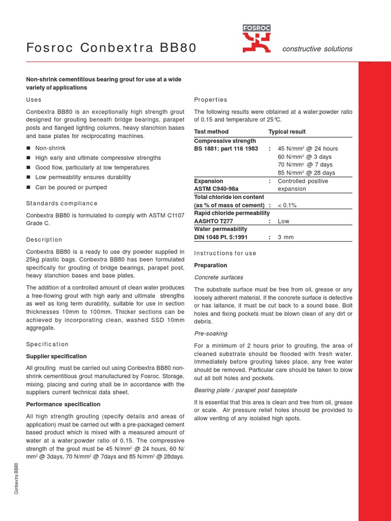 Fosroc Conbextra BB80: Constructive Solutions | Download Free PDF ...