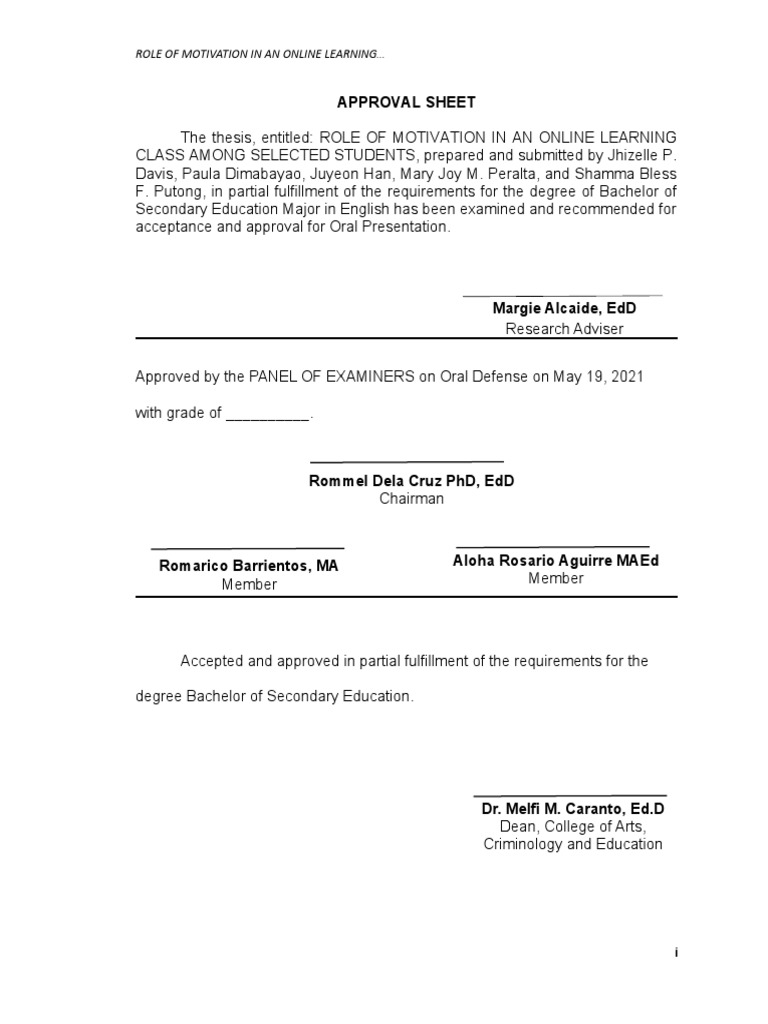 Approval Sheet List of Tables Figures 0.1 | PDF | Thesis | Statistics