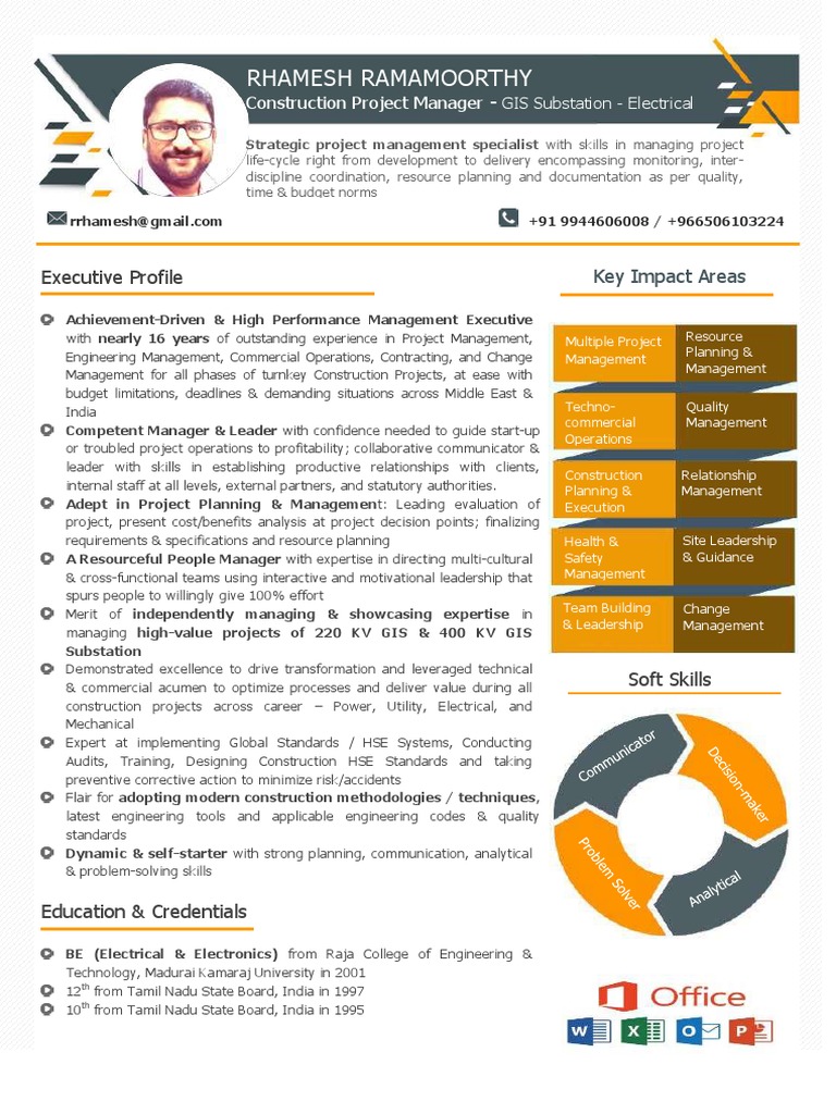 Sample Electrical Project Manager Resume | PDF | Electrical Substation ... Sample Electrical Project Manager Resume | PDF | Electrical Substation ...