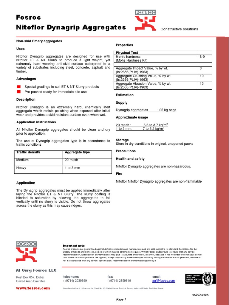 Fosroc Nitoflor Dynagrip Aggregates: Non-Skid Emery Aggregates Uses ...