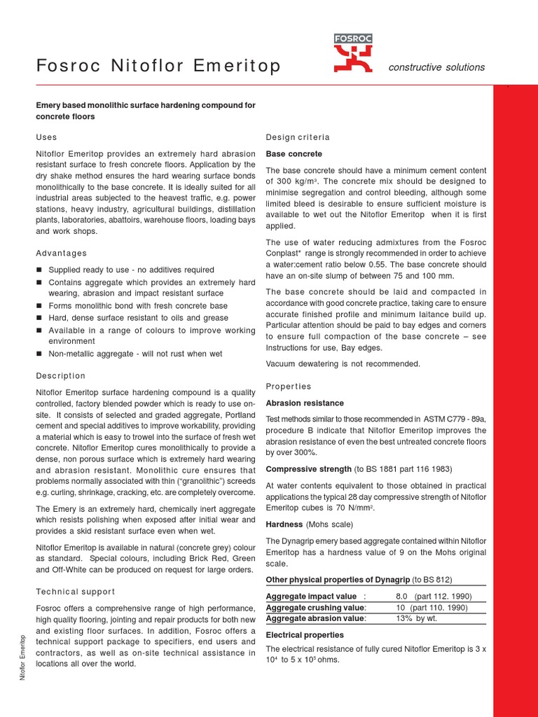 Fosroc Nitoflor Emeritop: A Technical Document Describing an Emery ...