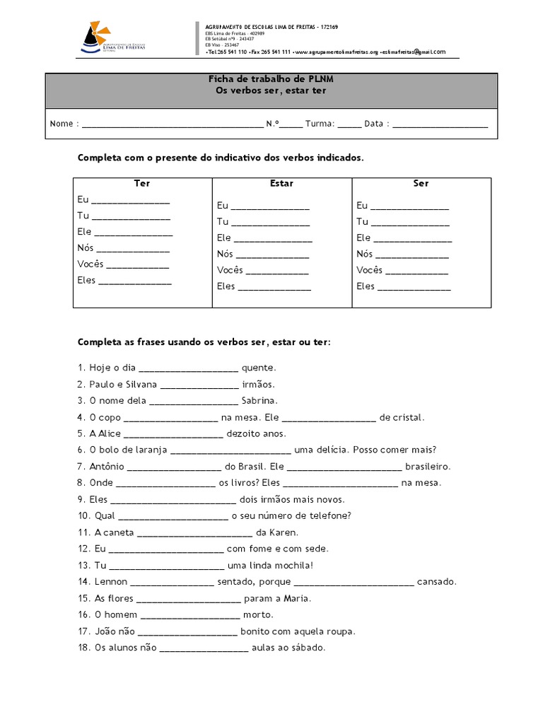 FT PLMN Verbo Ser Estar Ter | PDF