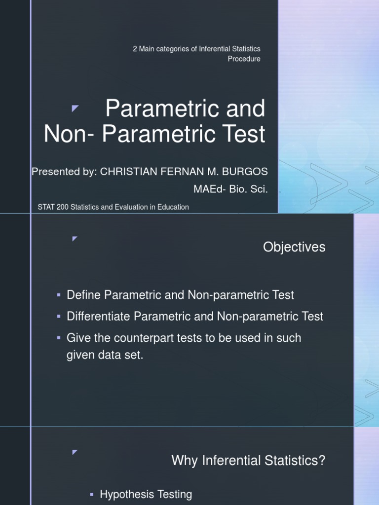 Parametric and Nonparametric Test | PDF | Student's T Test | Statistics