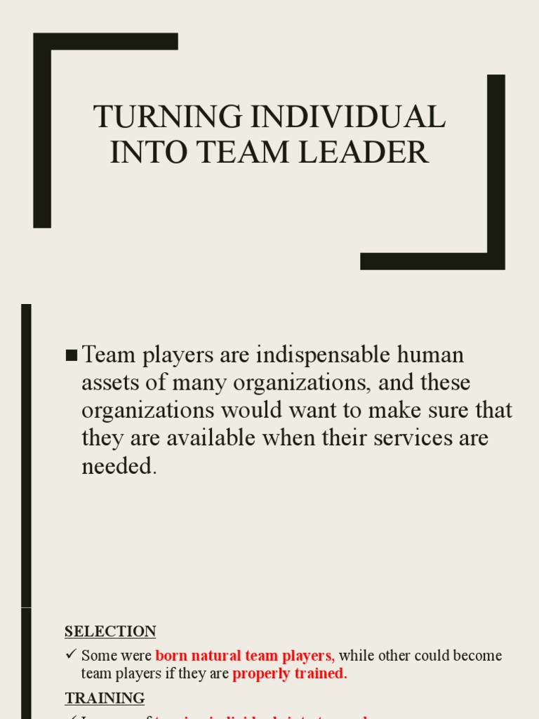 Transforming Individuals into Team Players | PDF | Leadership ...