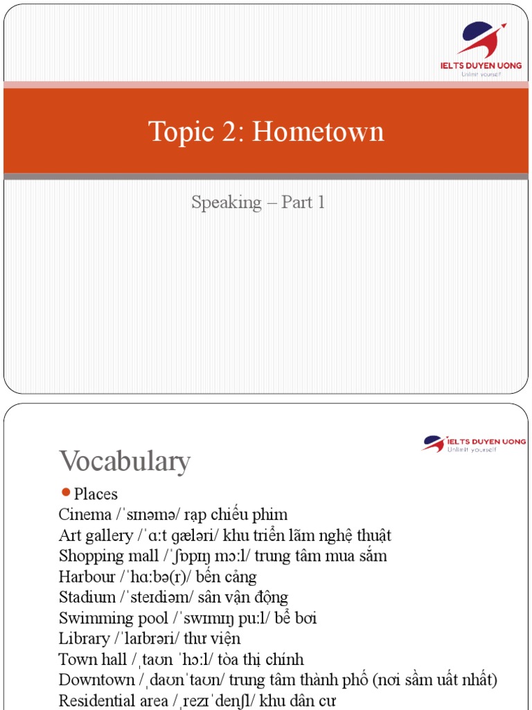 Topic 2: Hometown: Speaking - Part 1 | PDF