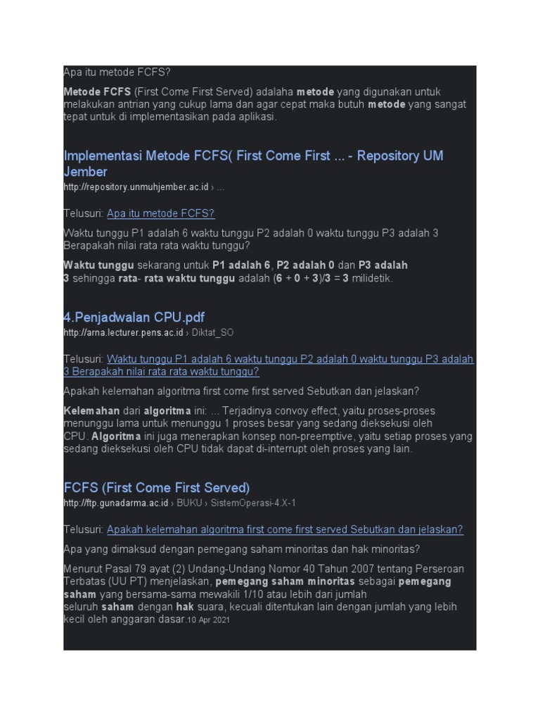 Apa Itu Metode FCFS | PDF