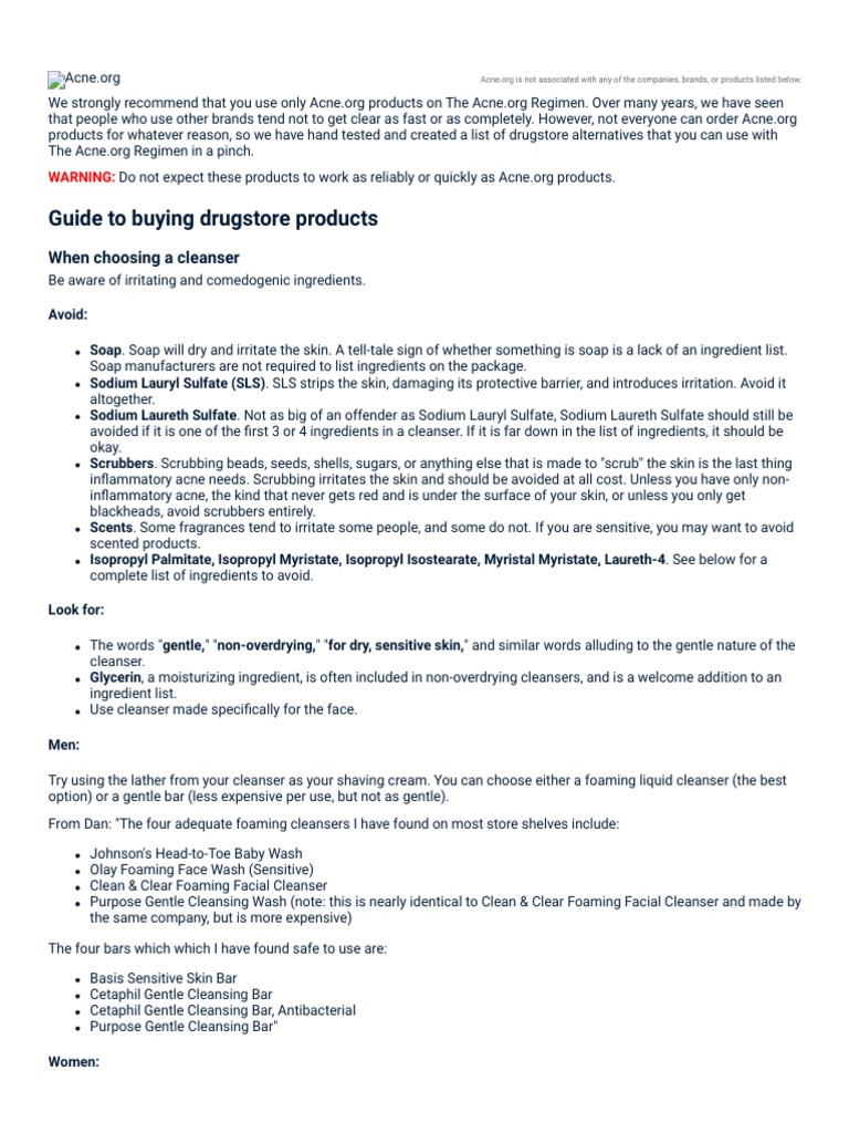 The Acne - Org Regimen Supplies Guide | PDF | Sunscreen | Topical ...