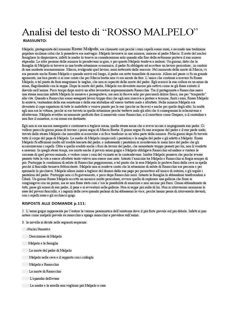 Rosso Malpelo | PDF
